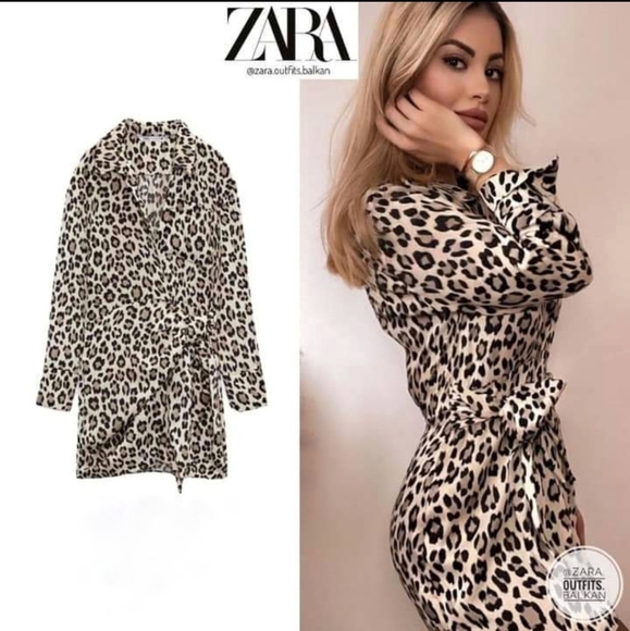 Zara | Dresses | Zara Wrap Animal Print Leopard Mini Dress | Poshmark